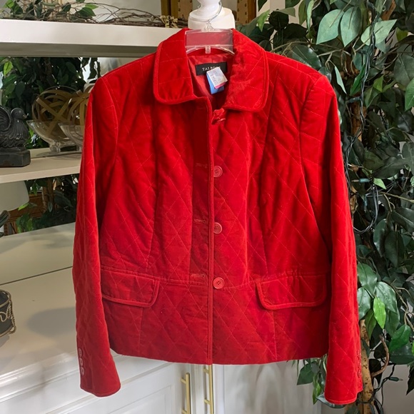 Talbots | Jackets & Coats | Guc Talbots Red Velvet Quilted Jacket ...